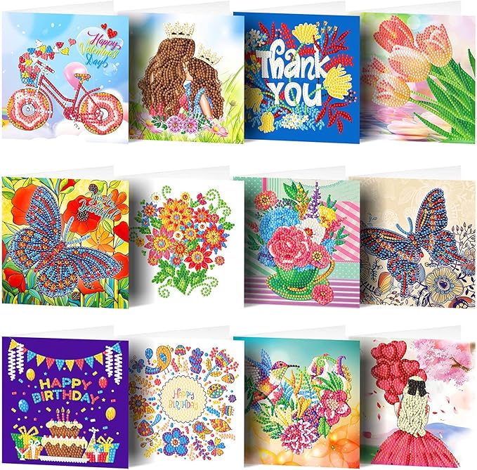 12 Pack Greeting Card Set - Birthday Variety Set C – Diamond Painting Depot